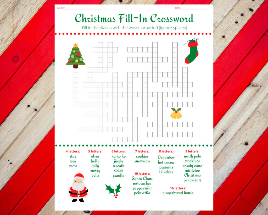 Christmas Themed Crossword Puzzle Printable | Mary Crossword Puzzles